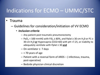 Powerpoint presentation of the indications for ecmo from jay menaker ...