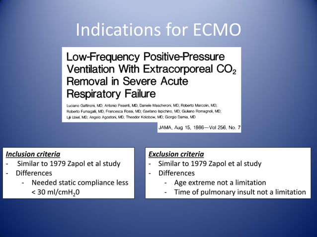 Powerpoint presentation of the indications for ecmo from jay menaker ...