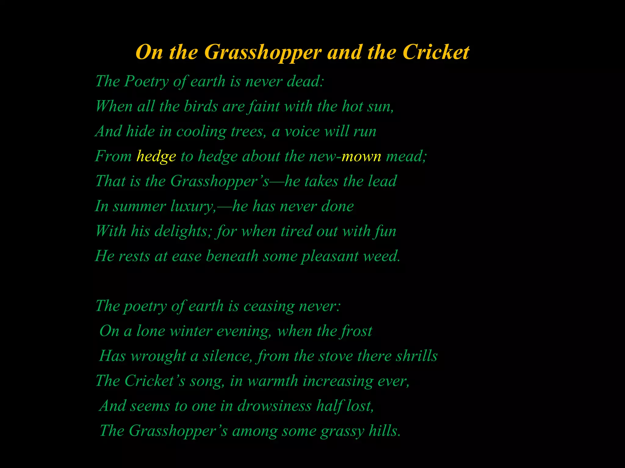 Powerpoint presentation on on the grasshopper and the cricket | PPTX