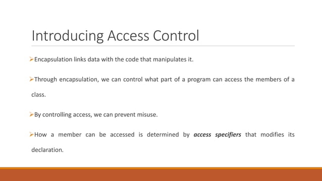 Power Point Presentation On Access Specifier In Oops Pptx Programming Languages Computing