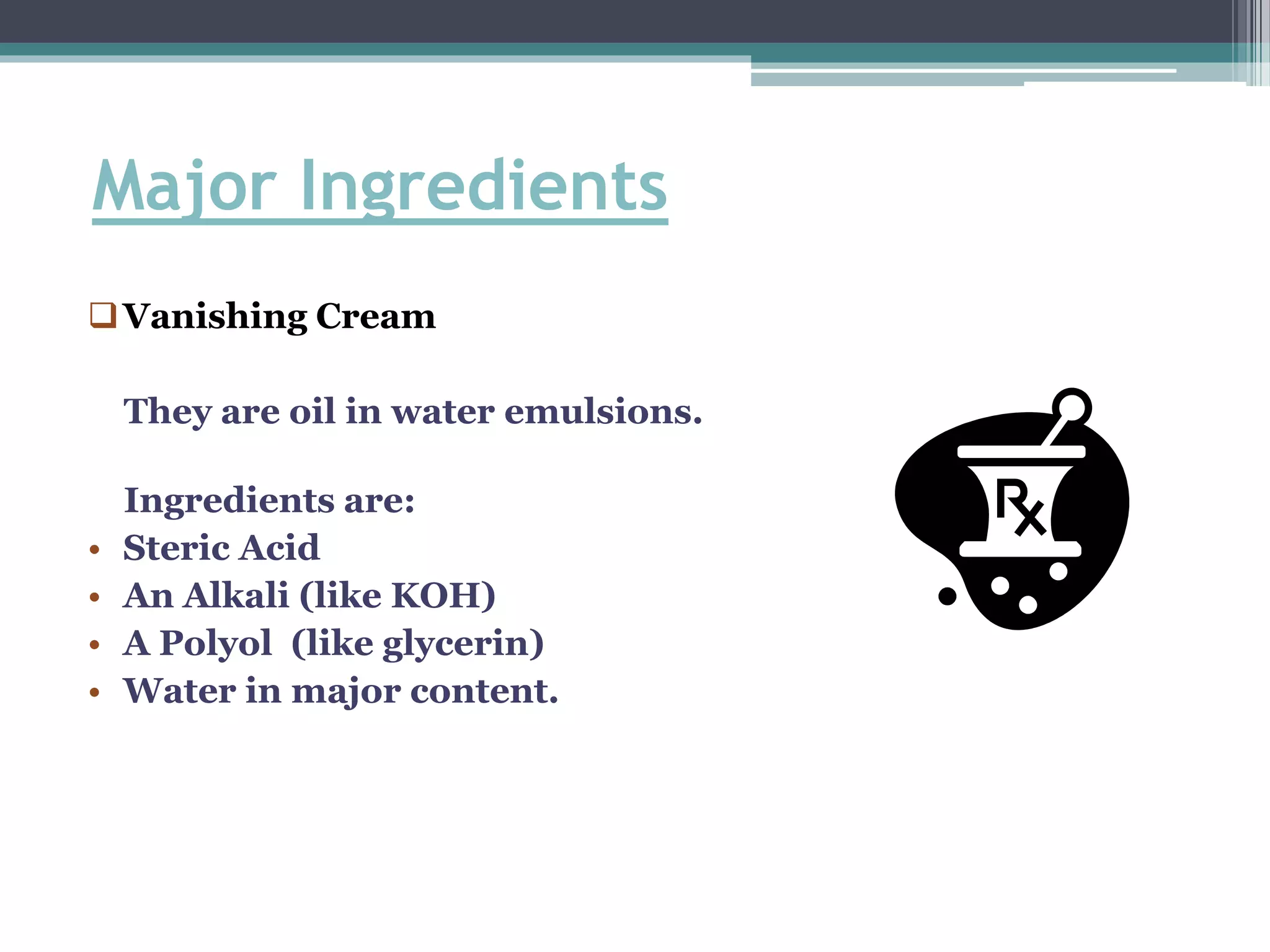 Power point presentation on cold cream an vanishing cream | PPTX