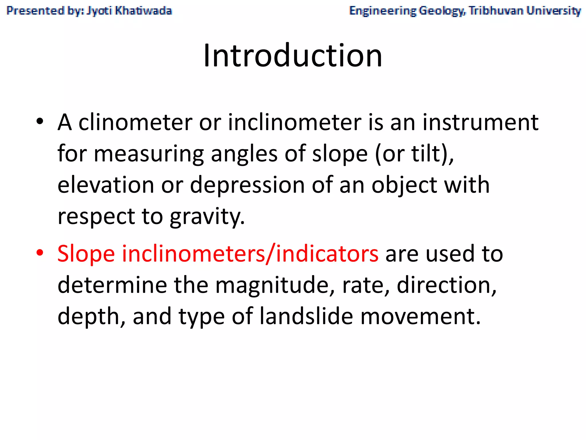 Power point presentation on inclinometers | PPTX