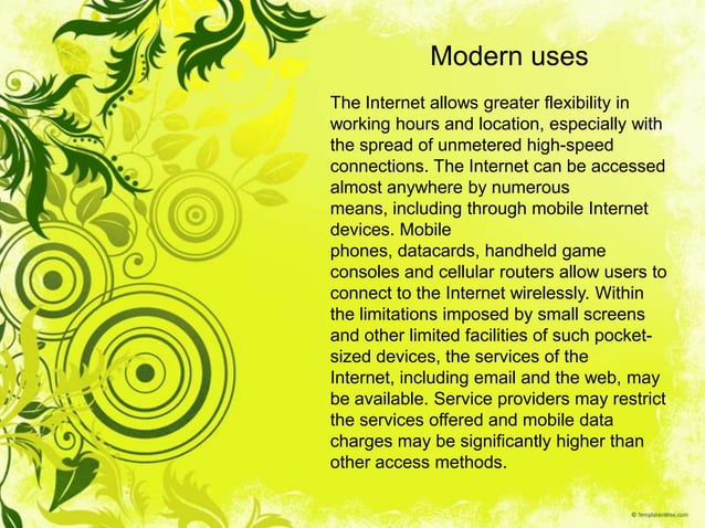 Powerpoint presentation on internet and its uses | PPTX