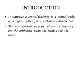 Presentation on Measures of Central Tendency | PPT