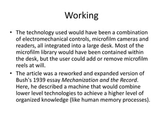 Power point presentation on memex | PPTX