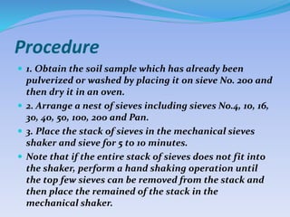 Power point presentation on motorized sieve analysis | PPTX