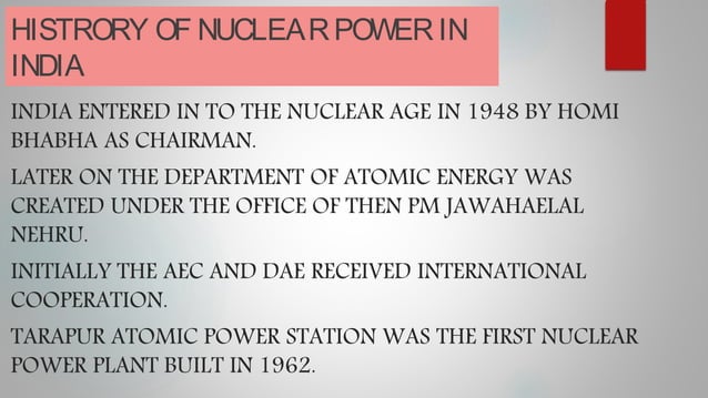 Power point presentation on Nuclear Power in India | PPTX | Power and Energy Industry | Industries