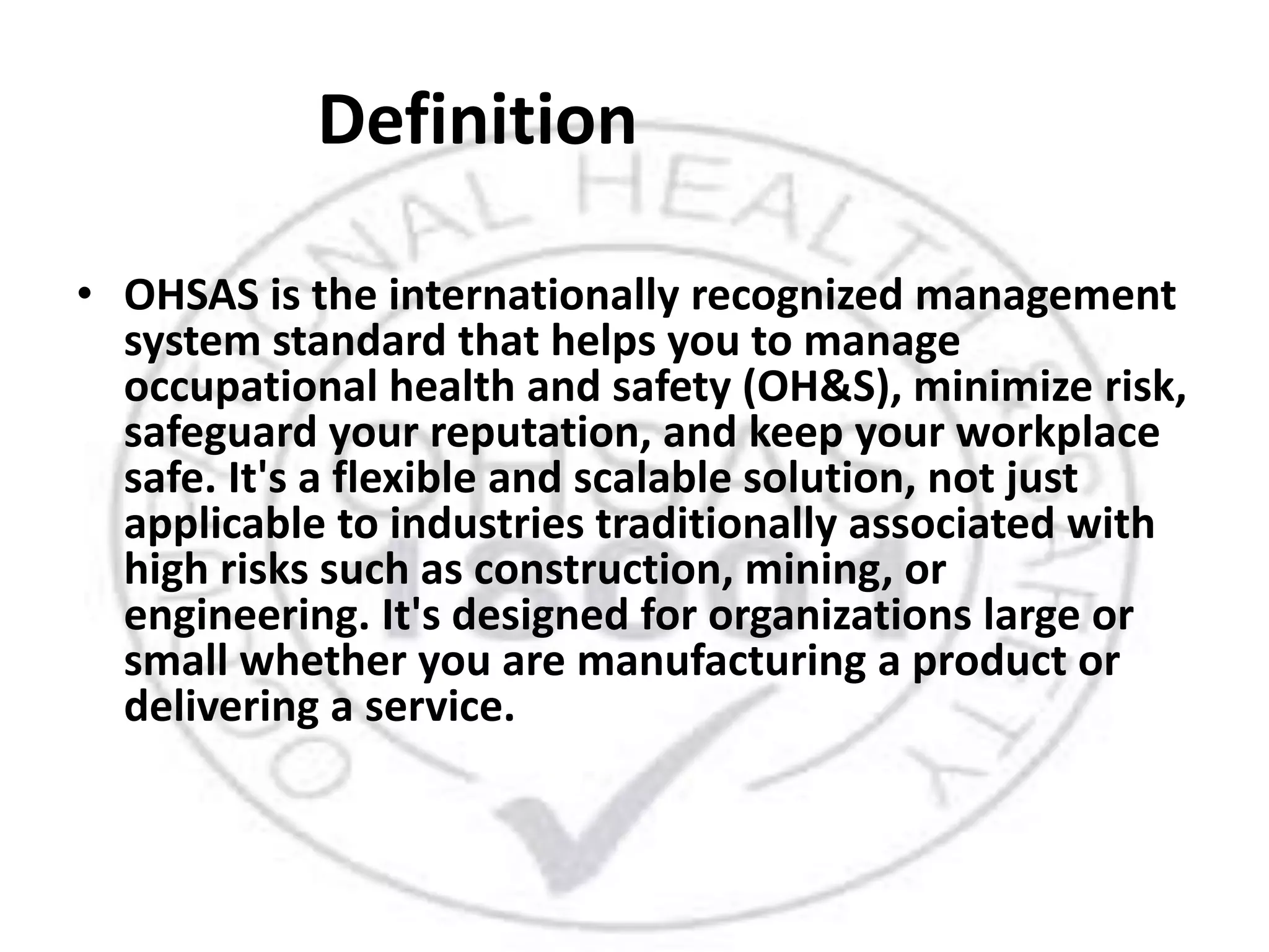 Power point presentation on (ohsas 18001) | PPTX