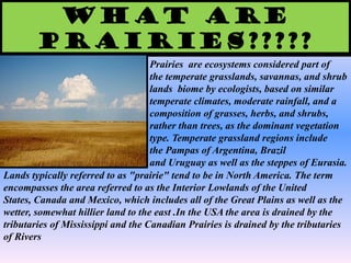 CHARACTERISTICS AND PROPERTIES OF THE AMERICAN GRASSLAND PRAIRIES | PPT