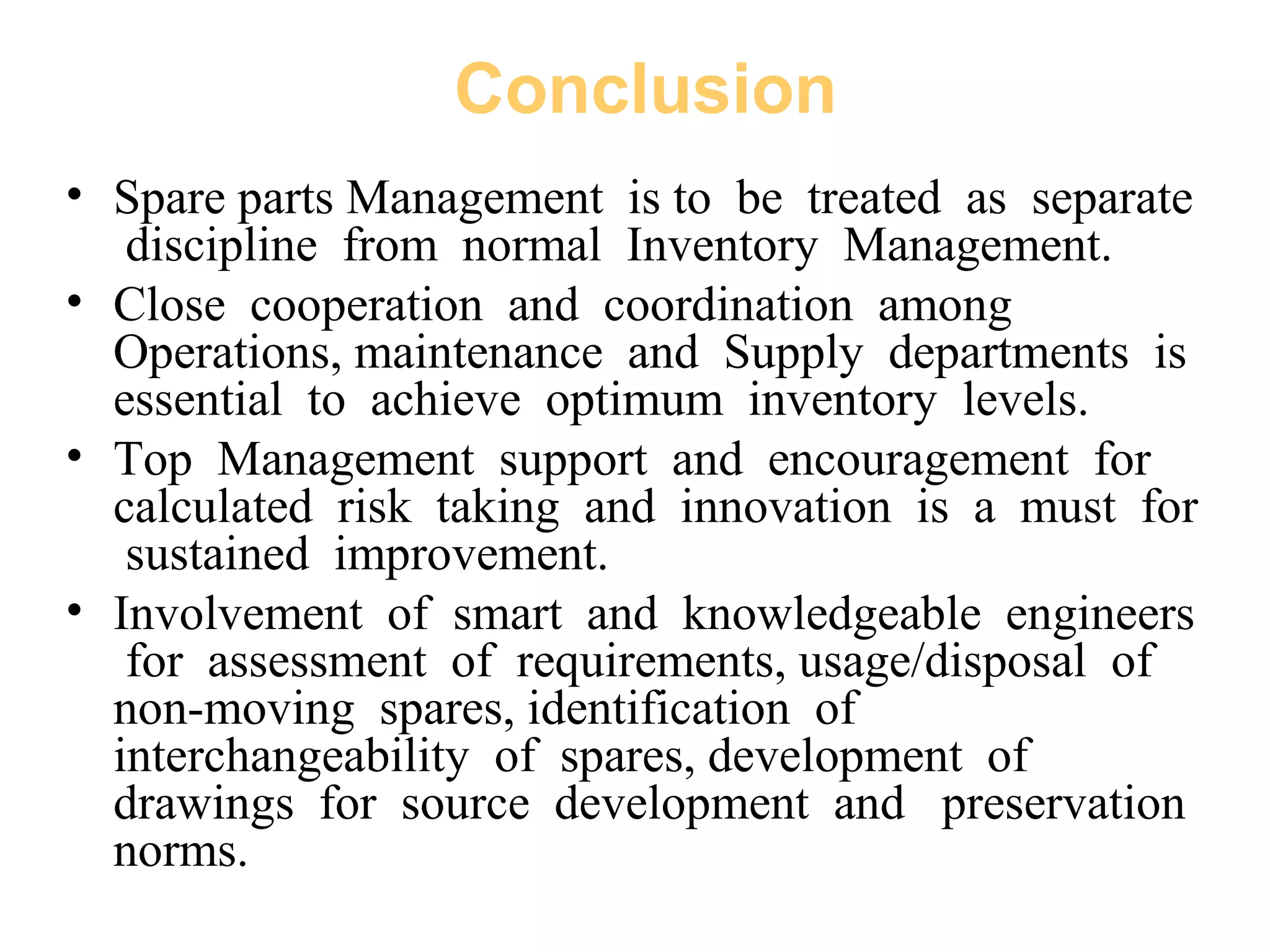 Spare Parts Management | PPT