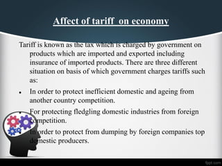 Power point presentation on tariff and import duties converted | PPT