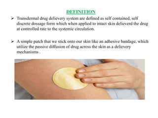 transdermal drug delievery system novel approach to deliever the drug ...