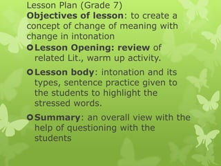 lesson plan for teaching intonation | PPTX