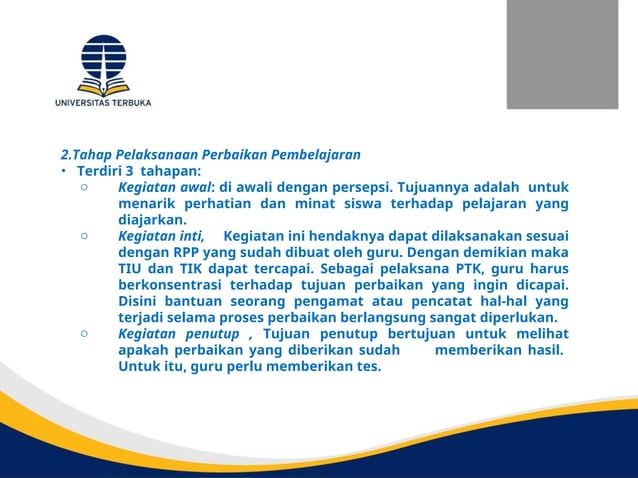 Upaya perbaikan dalam Penelitian Tindakan Kelas | PPT