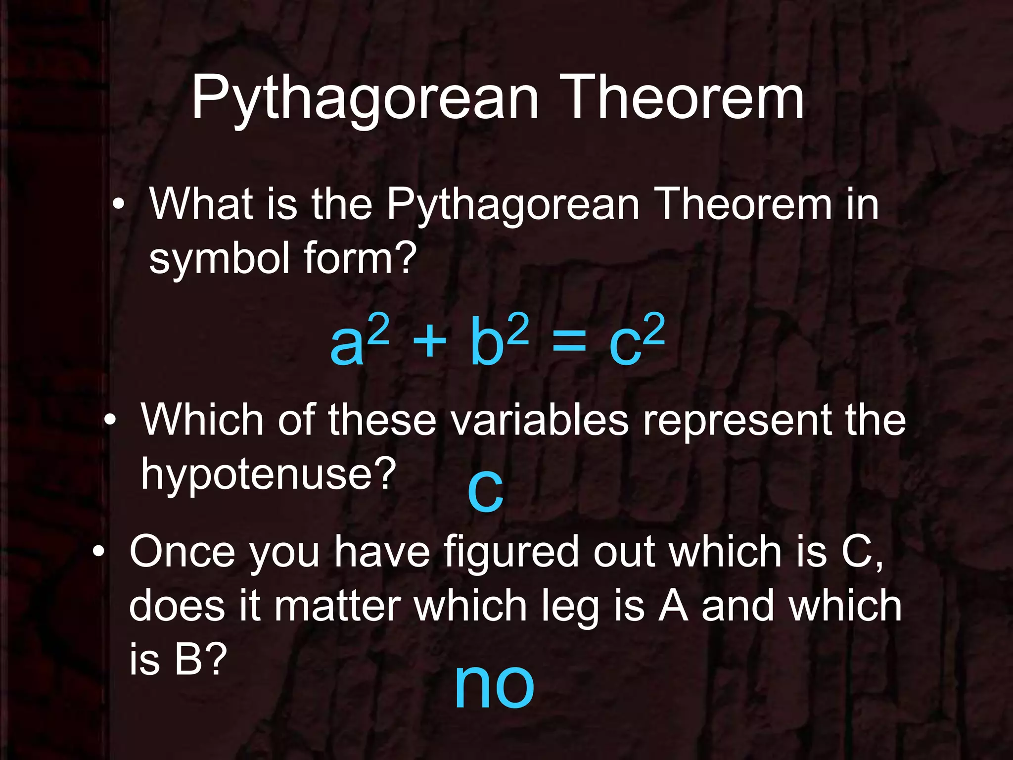 Power point pythagorean theorem revised | PPTX | Physics | Science