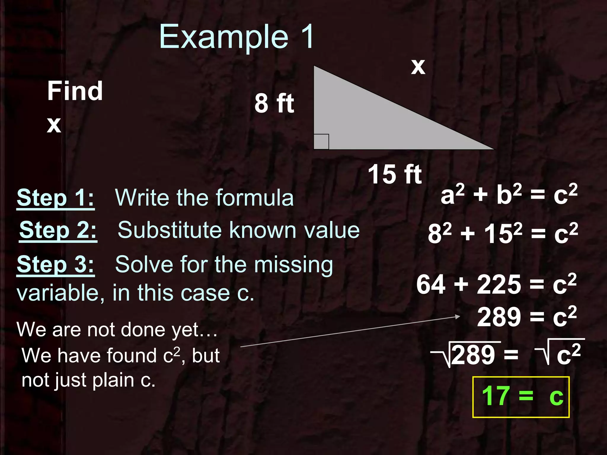 Power point pythagorean theorem revised | PPTX | Physics | Science