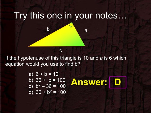 Power point pythagorean theorem revised | PPTX | Physics | Science