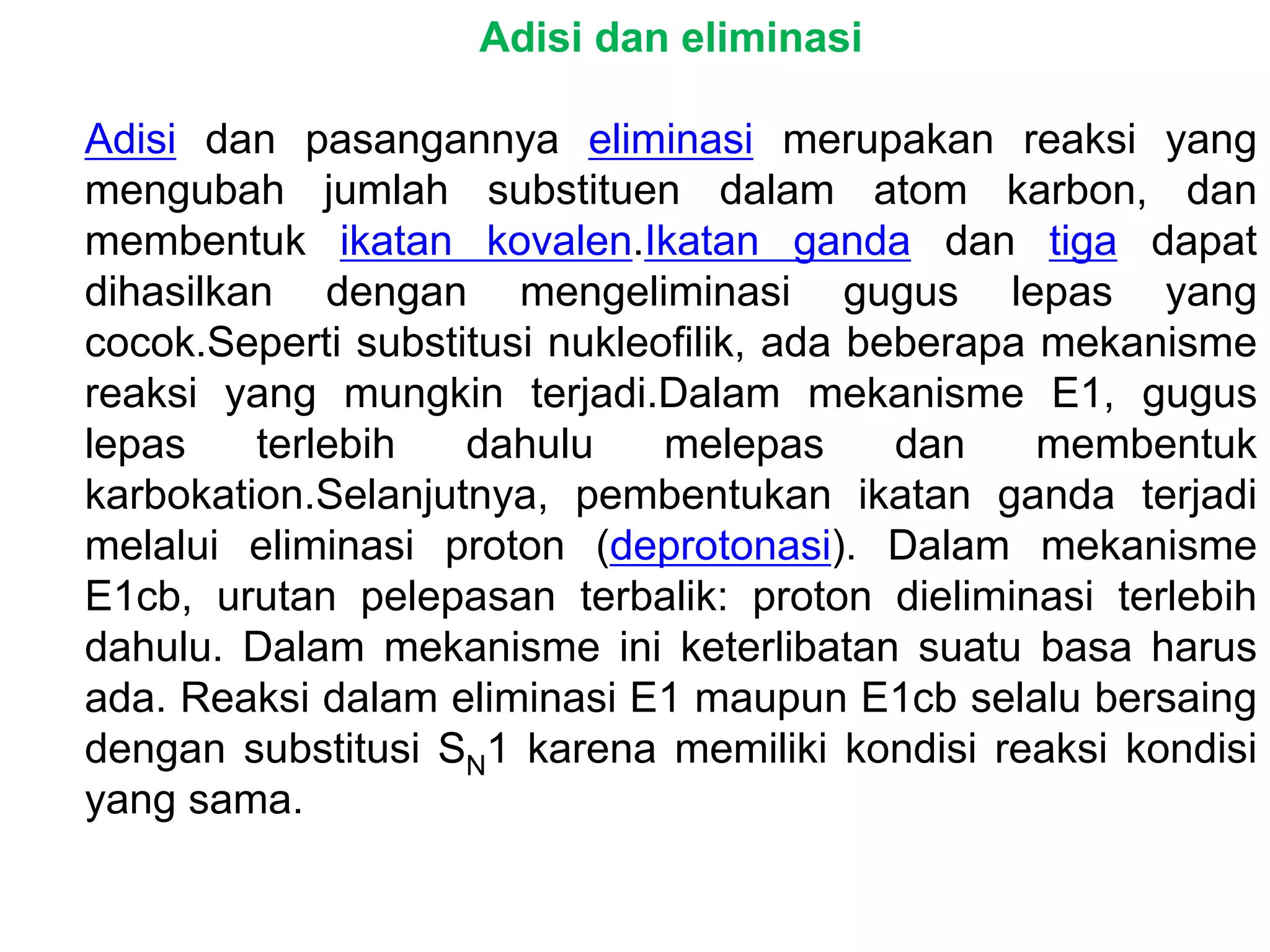 Power point reaksi adisi dan eliminasi | PPTX