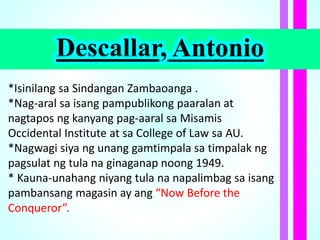 Manunulat at Panitikan ng Rehiyon 9 | PPTX