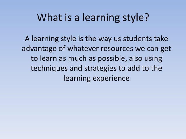 Visual Learner's Characteristics | PPSX