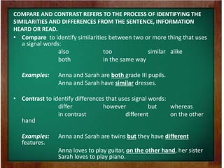 Engish 3 Compare and Contrast Information heard | PPTX