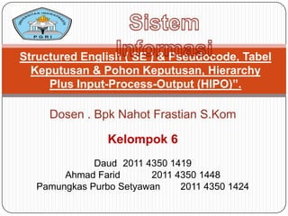 Structured English ( SE ) & Pseudocode | PPTX