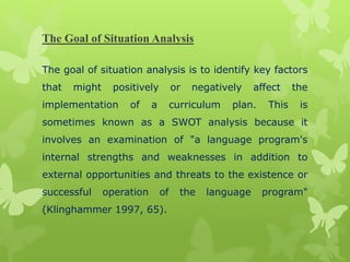 situation analysis in planed curriculum project | PPTX