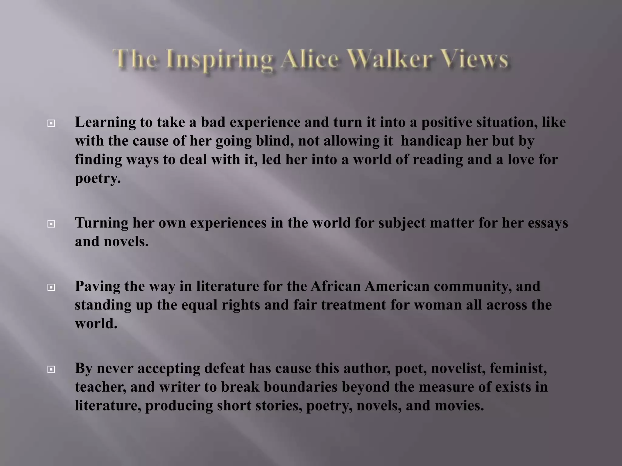 Powerpoint slides of alice walker | PPTX
