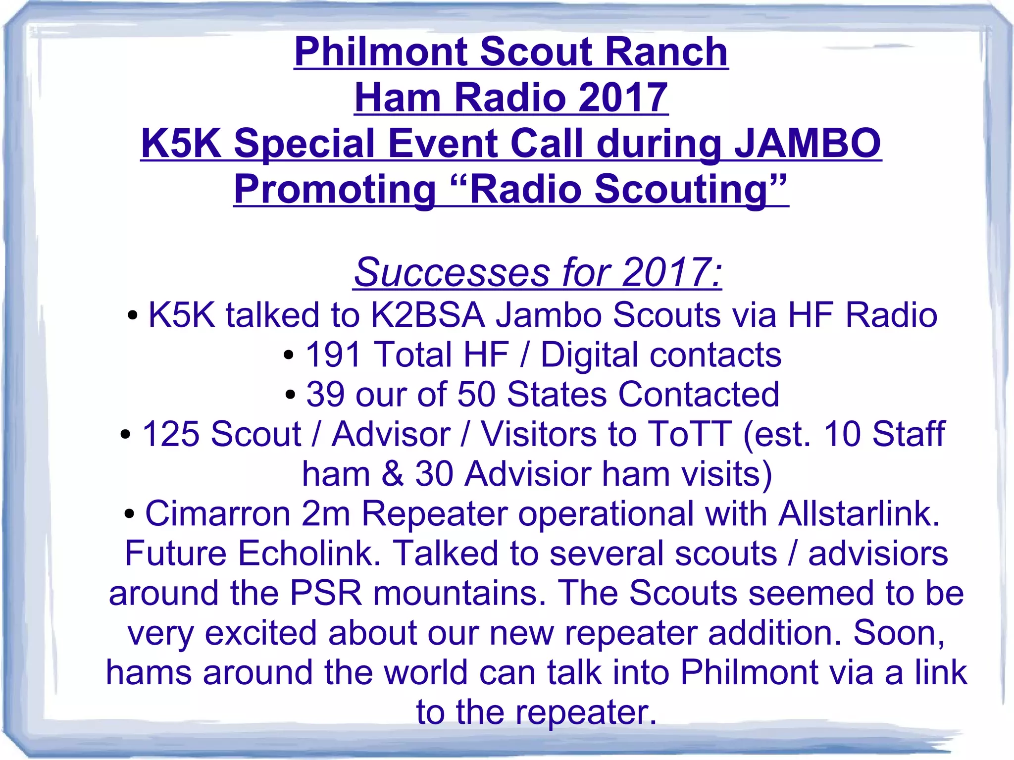 PhilmontScoutRanch2017 (Jambo / Ham Radio at PSR) | PDF