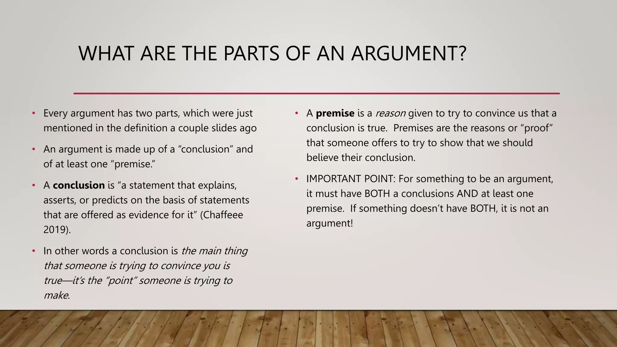 PowerPoint Textbook. Parts of an argument recognizing arguments-1-1-1-1 ...
