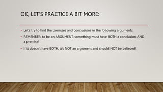 PowerPoint Textbook. Parts of an argument recognizing arguments-1-1-1-1 ...