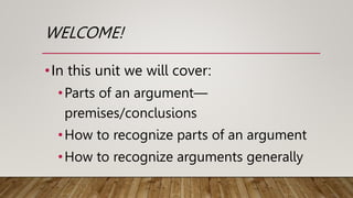 PowerPoint Textbook. Parts of an argument recognizing arguments-1-1-1-1.pptx