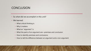 PowerPoint Textbook. Parts of an argument recognizing arguments-1-1-1-1 ...