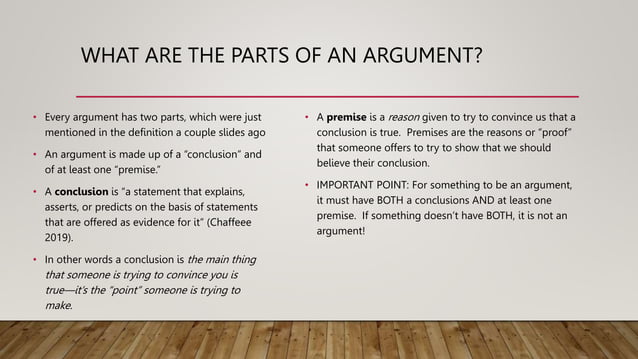Powerpoint Textbook Parts Of An Argument Recognizing Arguments 1 1 1 1