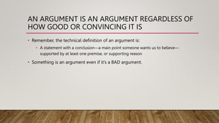 PowerPoint Textbook. Parts of an argument recognizing arguments-1-1-1-1.pptx | Educational ...