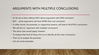 PowerPoint Textbook. Analyzing more complex arguments part 2. Chain arguments, arguments with ...
