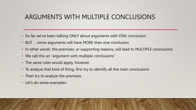 PowerPoint Textbook. Analyzing more complex arguments part 2. Chain arguments, arguments with ...