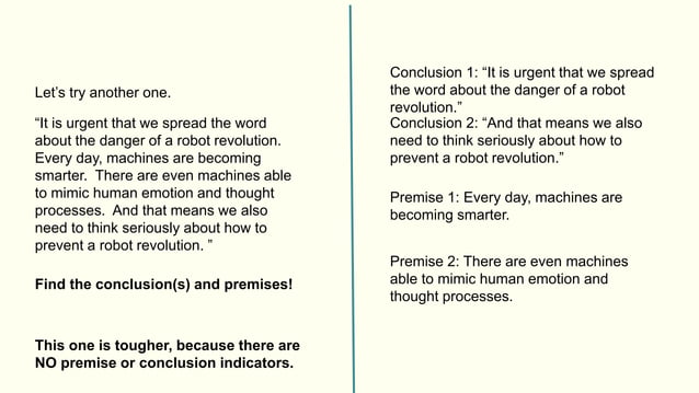 PowerPoint Textbook. Analyzing more complex arguments part 2. Chain arguments, arguments with ...