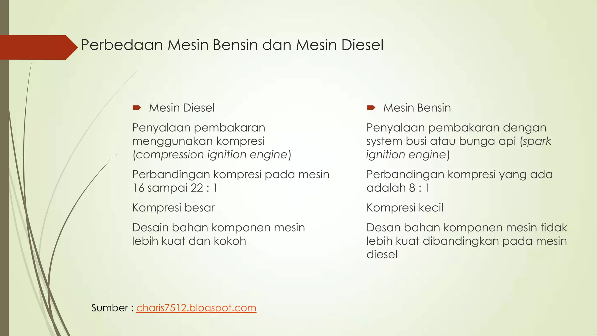 Motor Bensin dan Motor Diesel | PPSX