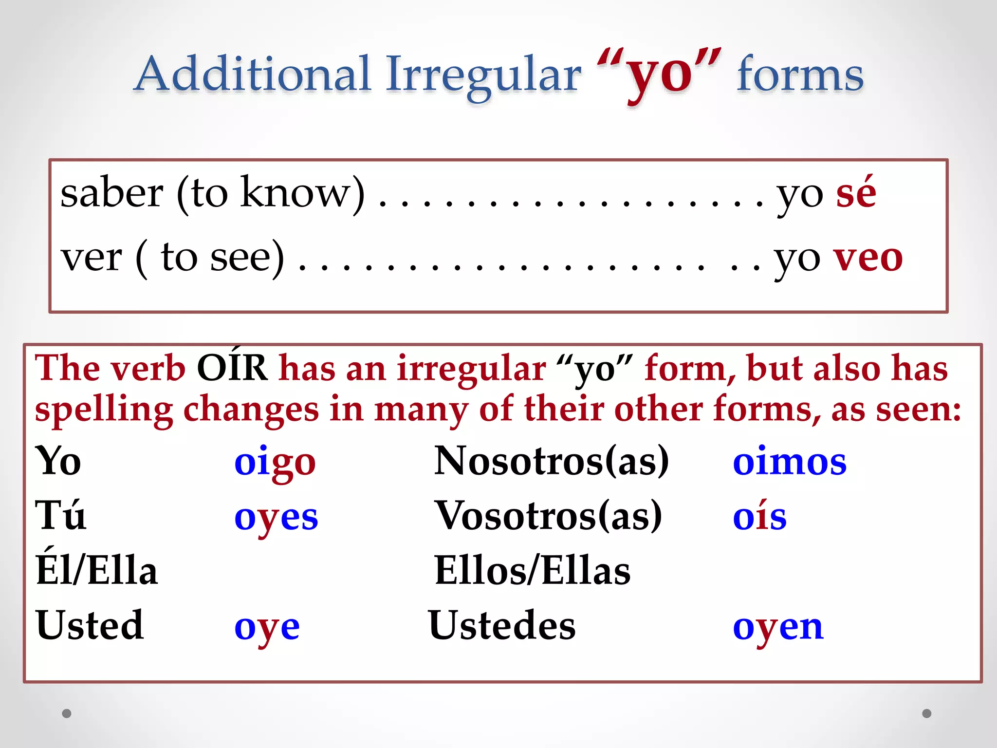 Powerpoint ~ verbos radicales | PPT