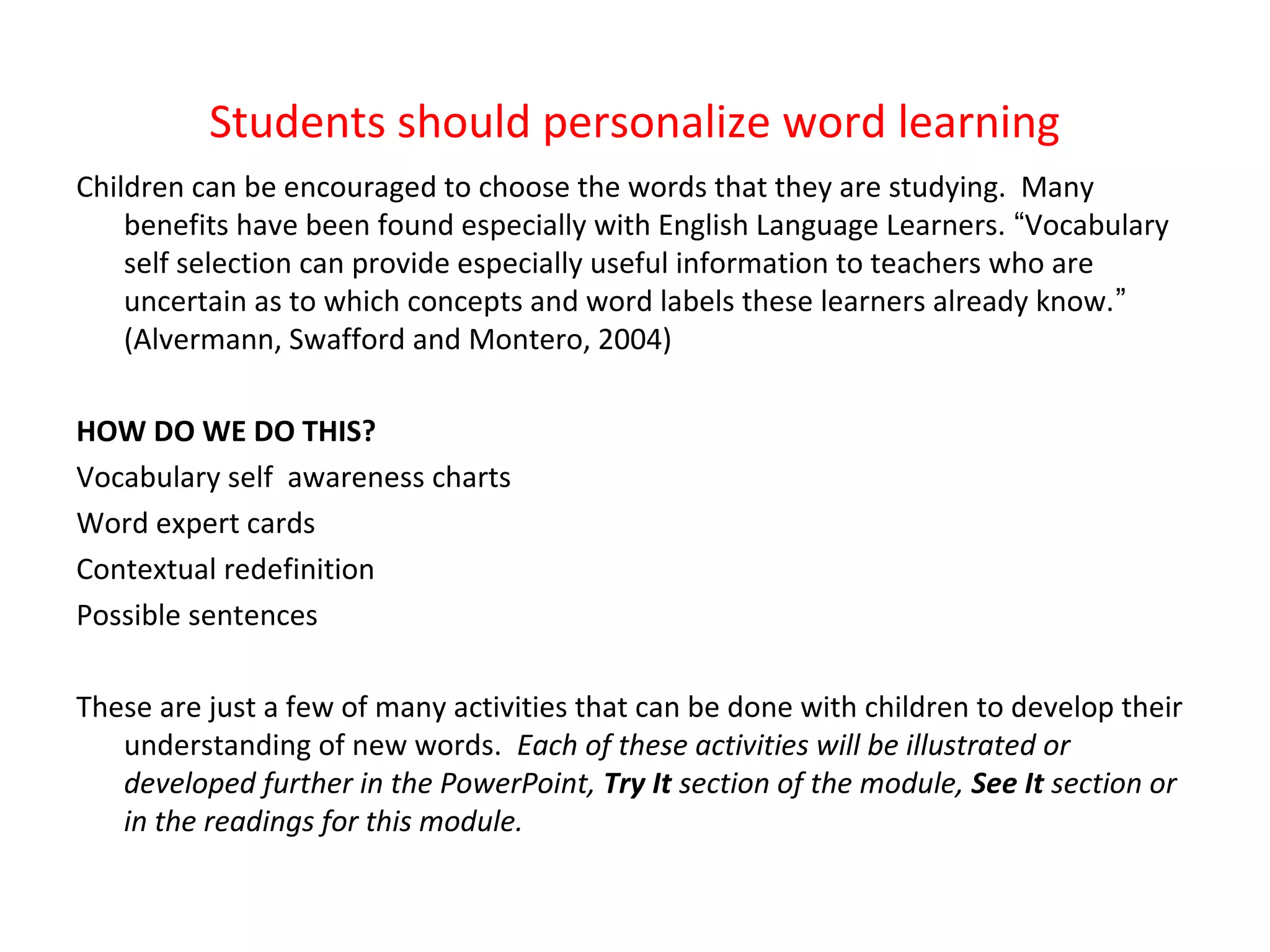 Power point vocabulary | PPT