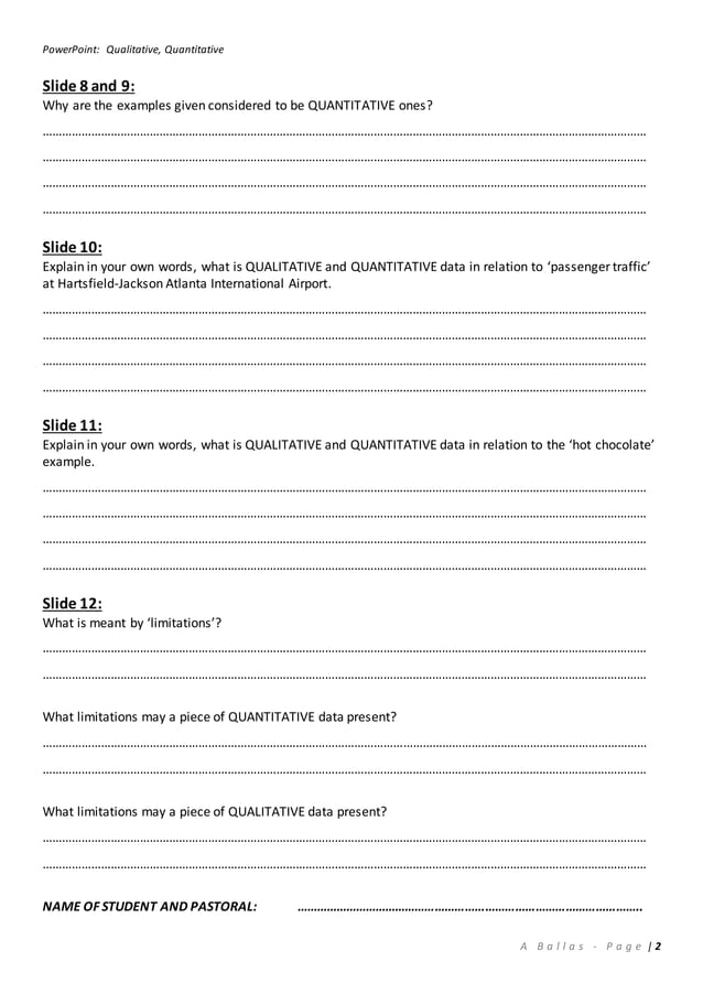 Worksheet: Qualitative, Quantitative (PowerPoint) | DOCX
