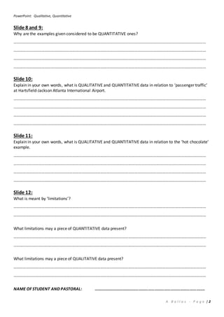 Quantitative Vs Qualitative Worksheet With Answers