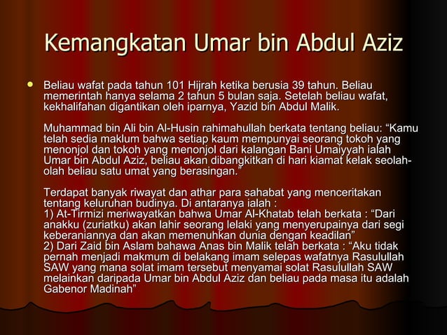 Power poin umar bin abdul aziz | PPT