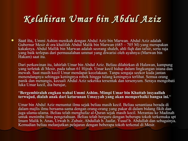 Power poin umar bin abdul aziz | PPT