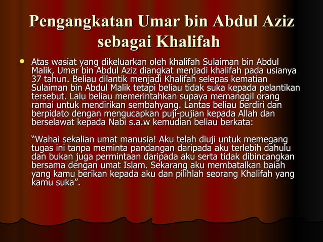 Power poin umar bin abdul aziz | PPT