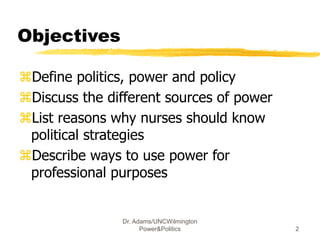 power and policy in nursing management.ppt