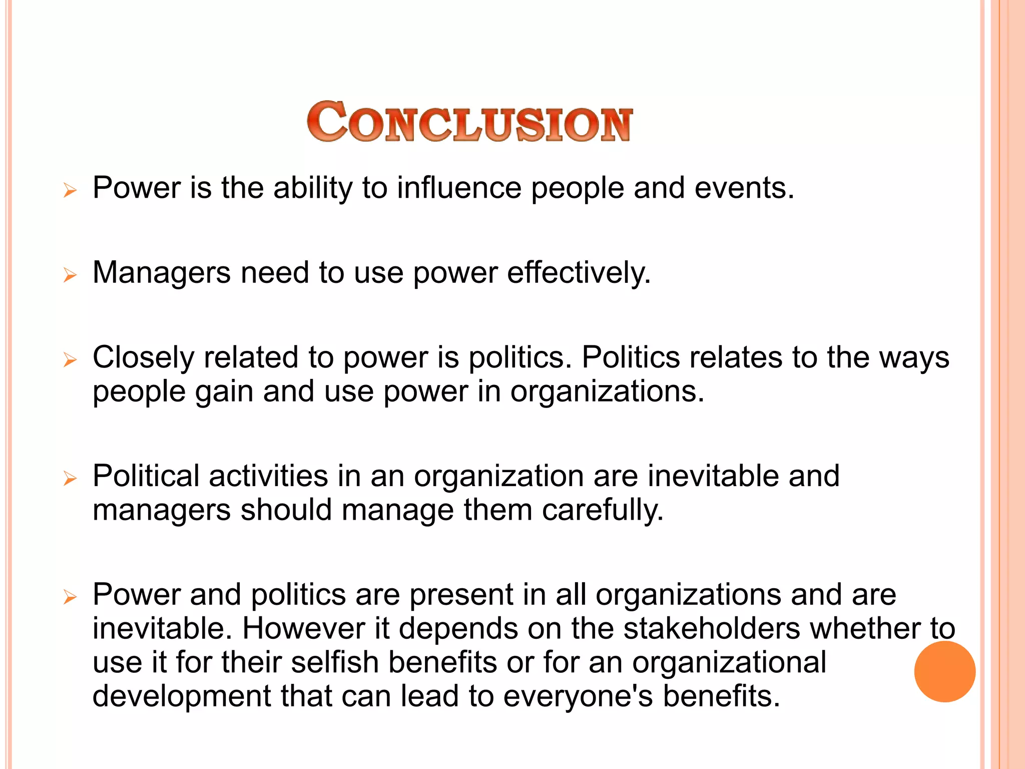 Power and Politics in Organization | PPTX