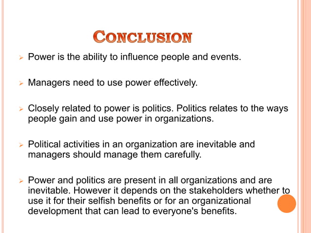 Power and Politics in Organization | PPTX | Political Issues & policy ...