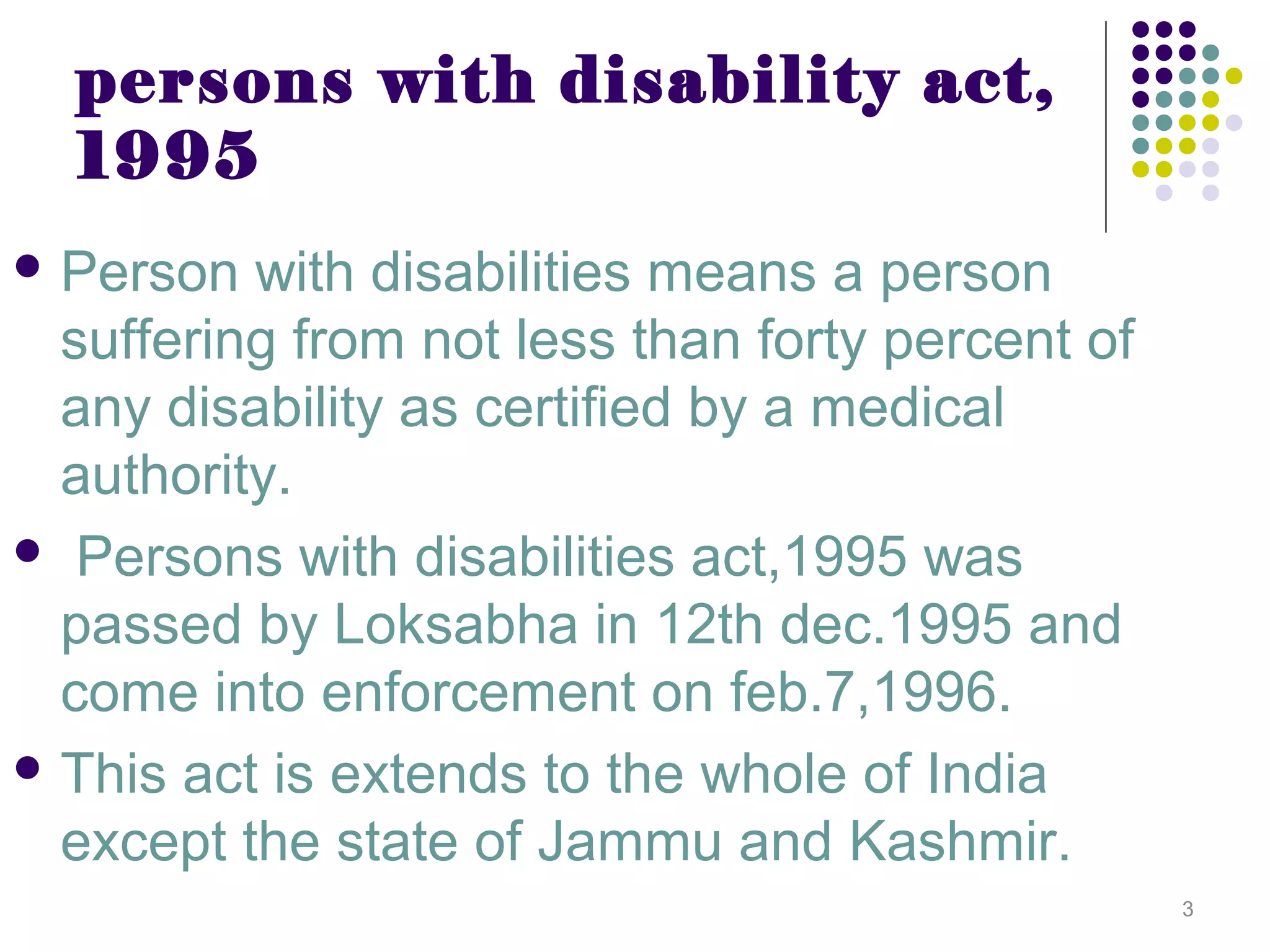 Person with disability act 1995 | PPT